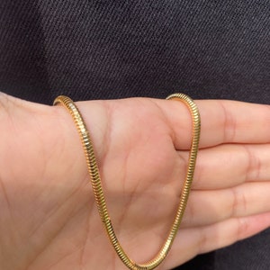 Solid 14k Yellow Gold Round Snake Chain Necklace 3mm Real Gold Snake ...