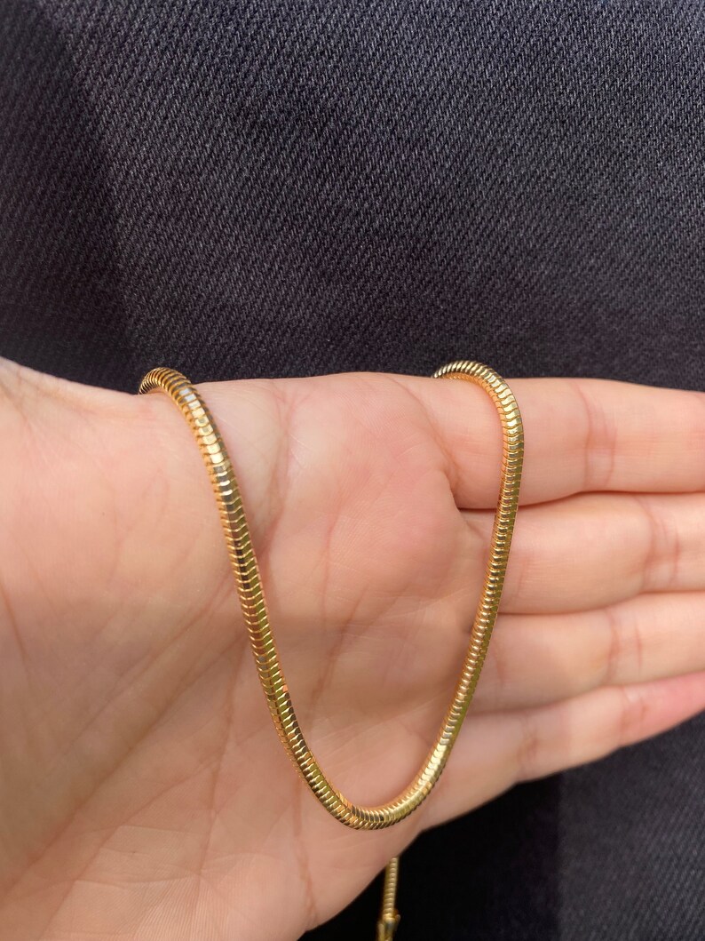 Solid 14k Yellow Gold Round Snake Chain Necklace 3mm Real Gold - Etsy
