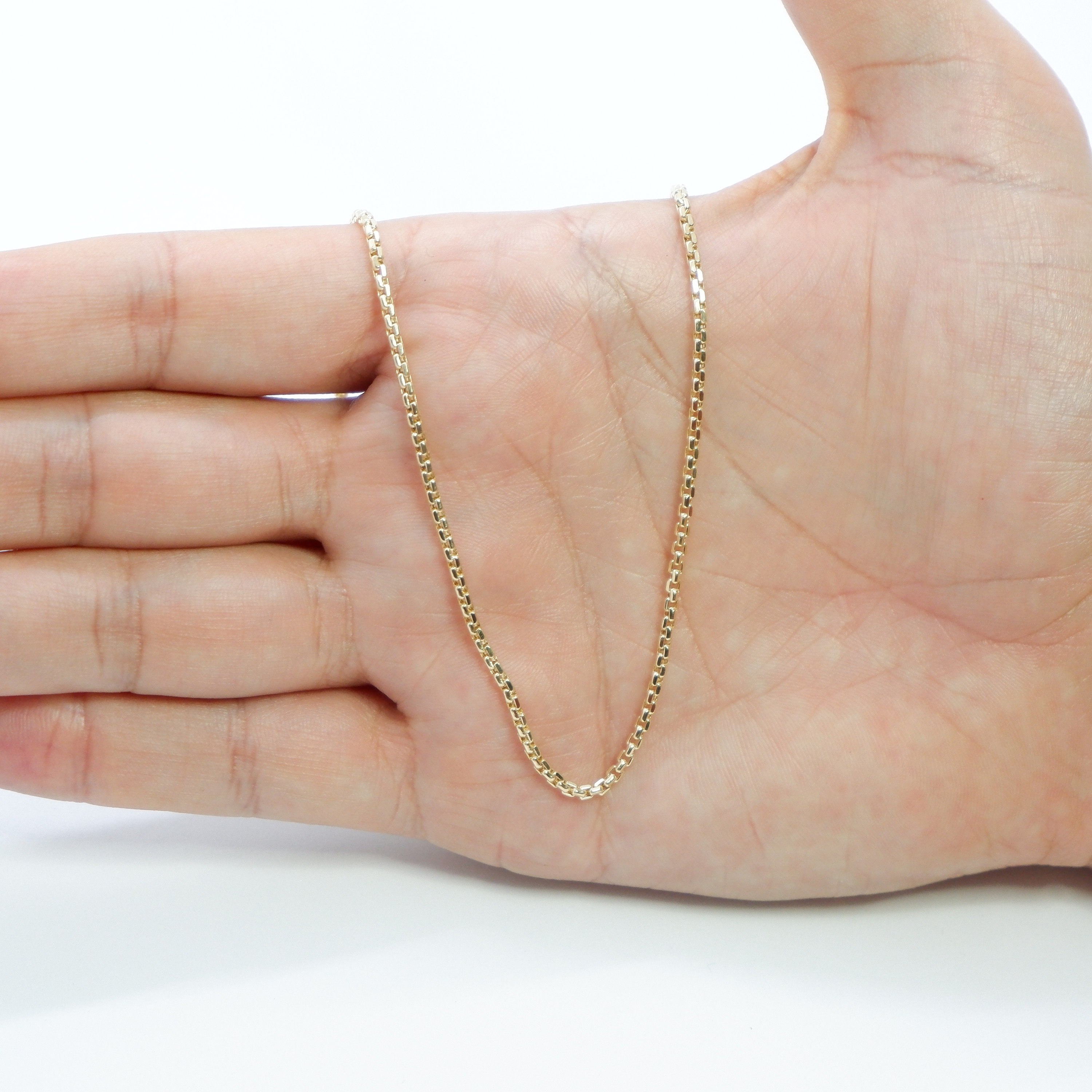 14k Solid Gold Round Box Link Chain Necklace 2mm Yellow Gold - Etsy