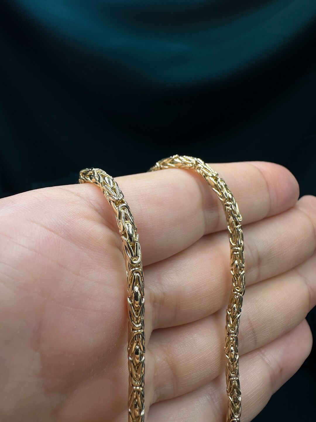 14k Yellow Gold Round Byzantine Chain Necklace 3.1mm Real Gold ...