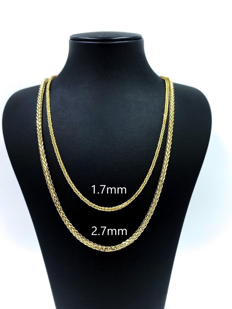 Solid 14k Real Gold Square Wheat Chain Necklace 1.7mm Yellow - Etsy