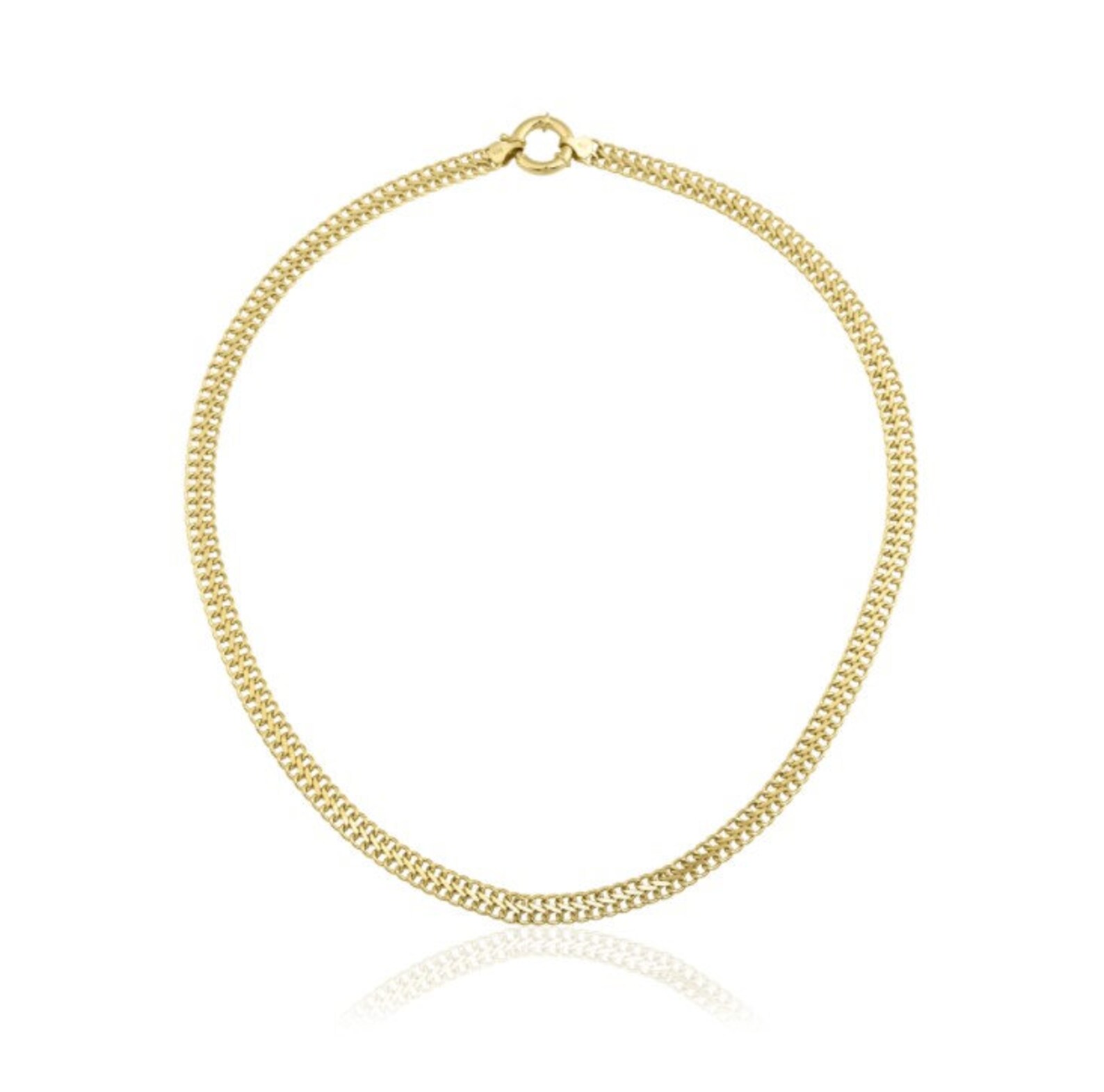 14k Real Yellow Gold Vienna Chain Necklace Double Curb Chain - Etsy