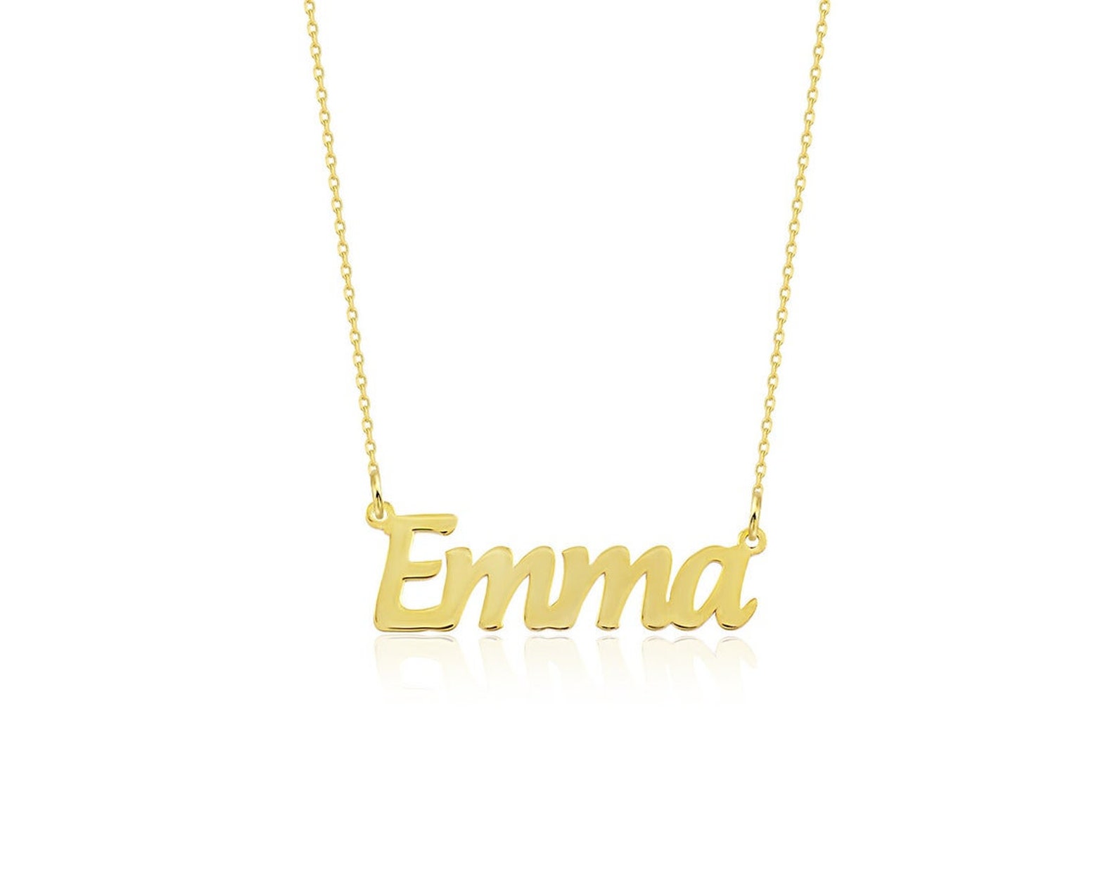 Gold Name Necklace 14k Solid Yellow Gold Custom Name - Etsy