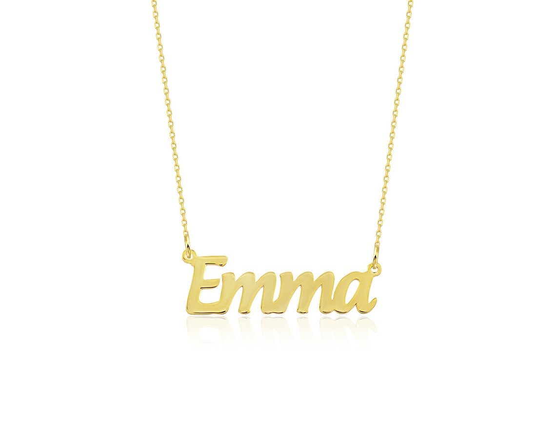 Gold Name Necklace 14k Solid Yellow Gold Custom Name - Etsy