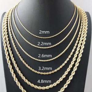 14k Gold Rope Chain Necklace 2.2mm 2.8mm 3.3mm 4mm 4.5mm 5mm Etsy