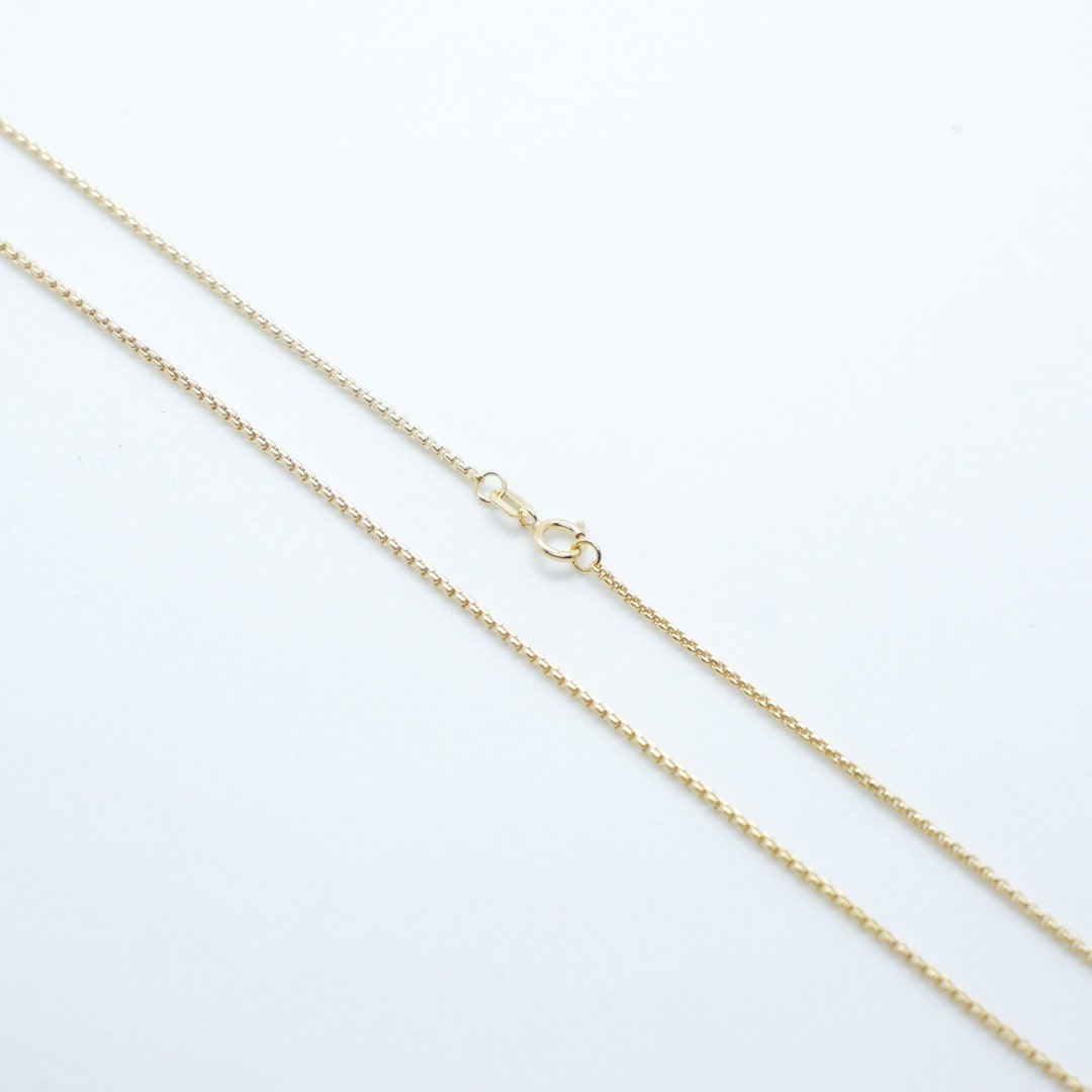 1.5mm Round Box Chain Necklace Solid Real 14k Yellow Gold Round Box ...