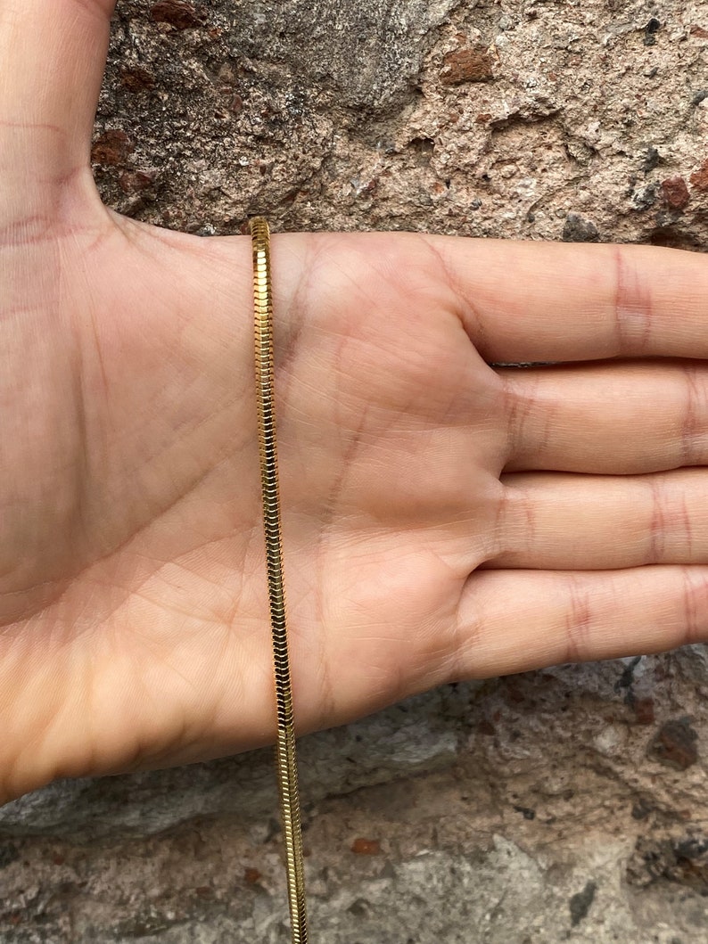 3mm Round Snake Chain Necklace 14k Solid Yellow Gold Round - Etsy