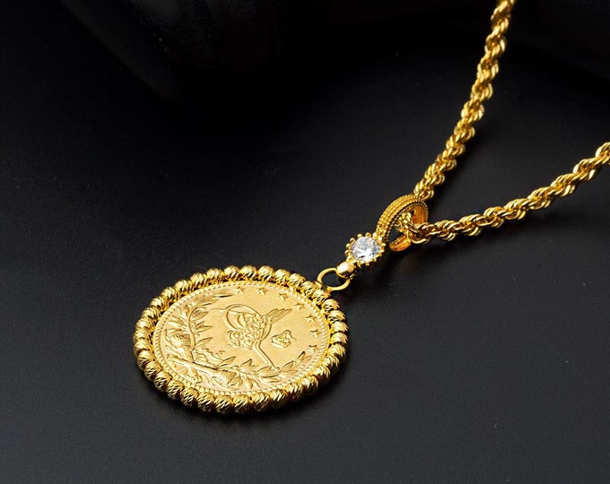 22K and 14K Gold Turkish Coin Ring, Gold Signet Ring, Statement Gold ...