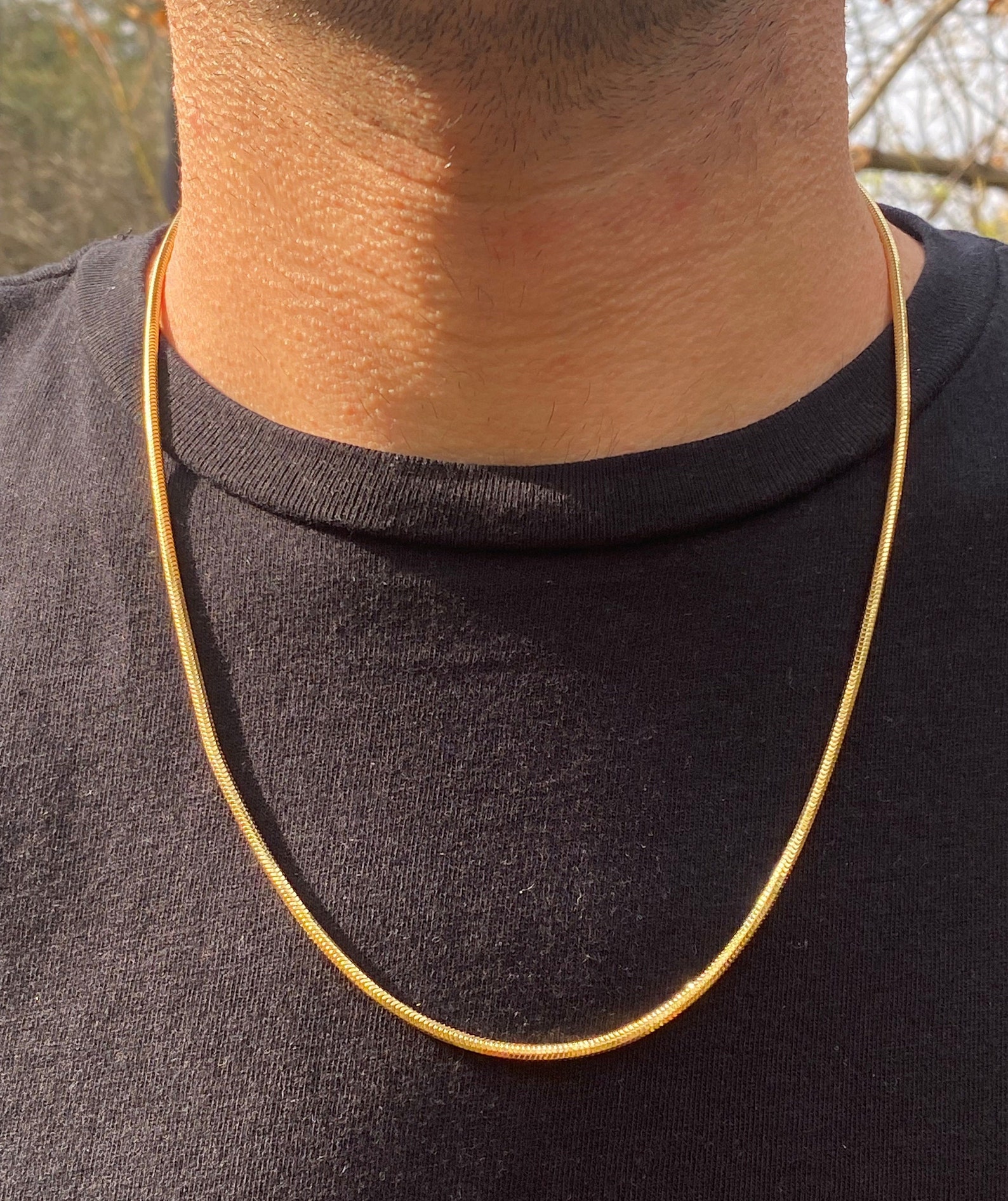 2mm Round Snake Chain Necklace 14k Solid Yellow Gold Round - Etsy