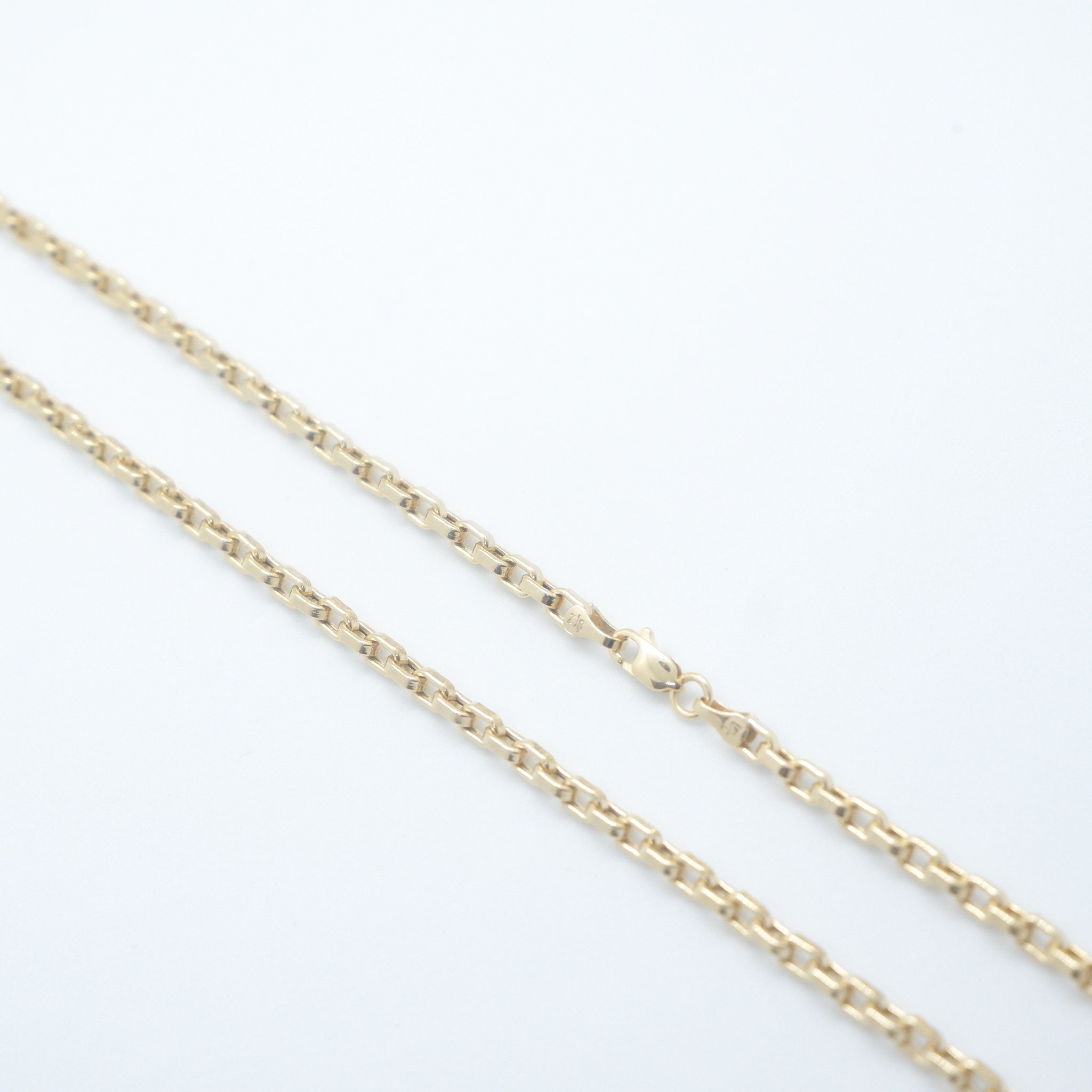 Gold Cable Link Chain Necklace 14k Solid Yellow Gold Oval - Etsy