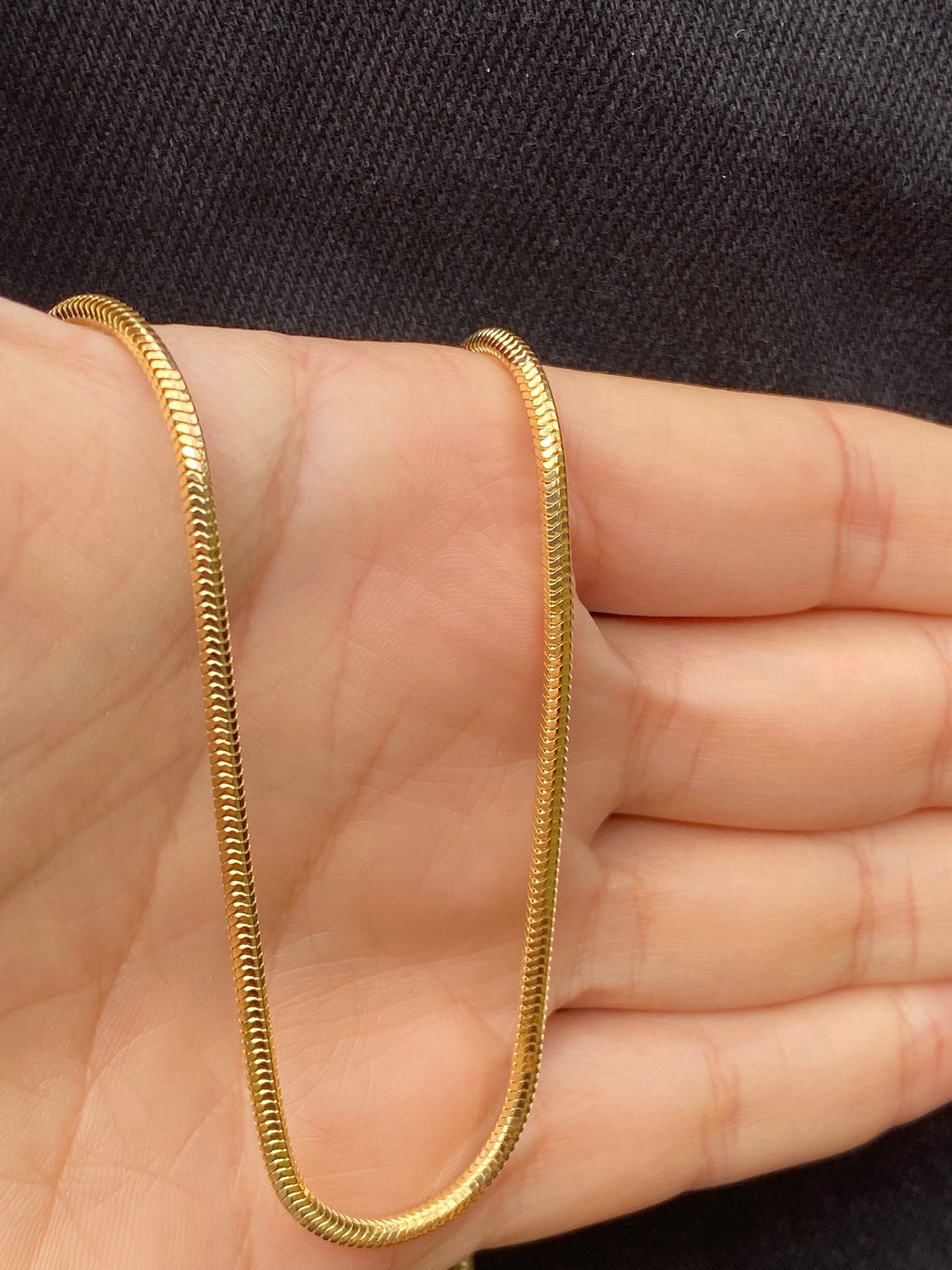 14k Solid Yellow Gold Round Snake Chain Necklace 2.4mm Solid - Etsy