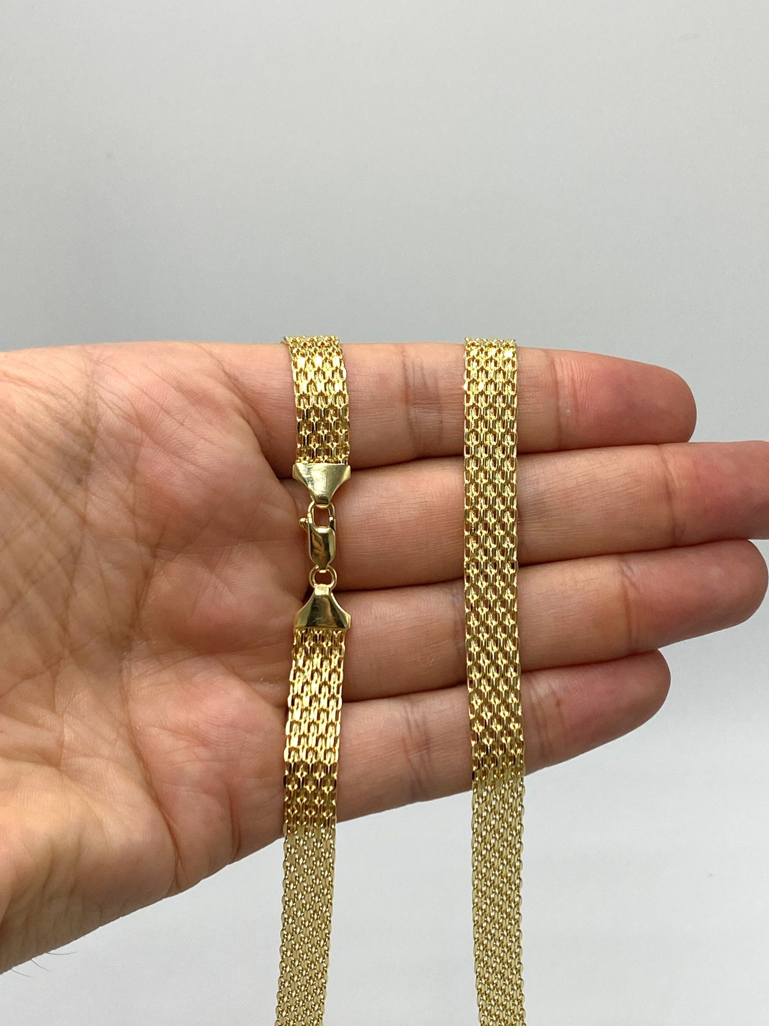 8.4mm Bismark Chain Necklace Solid Gold Reflexions Mesh - Etsy