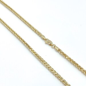 Solid 14k Real Gold Square Wheat Chain Necklace 1.7mm Yellow Gold Spiga ...