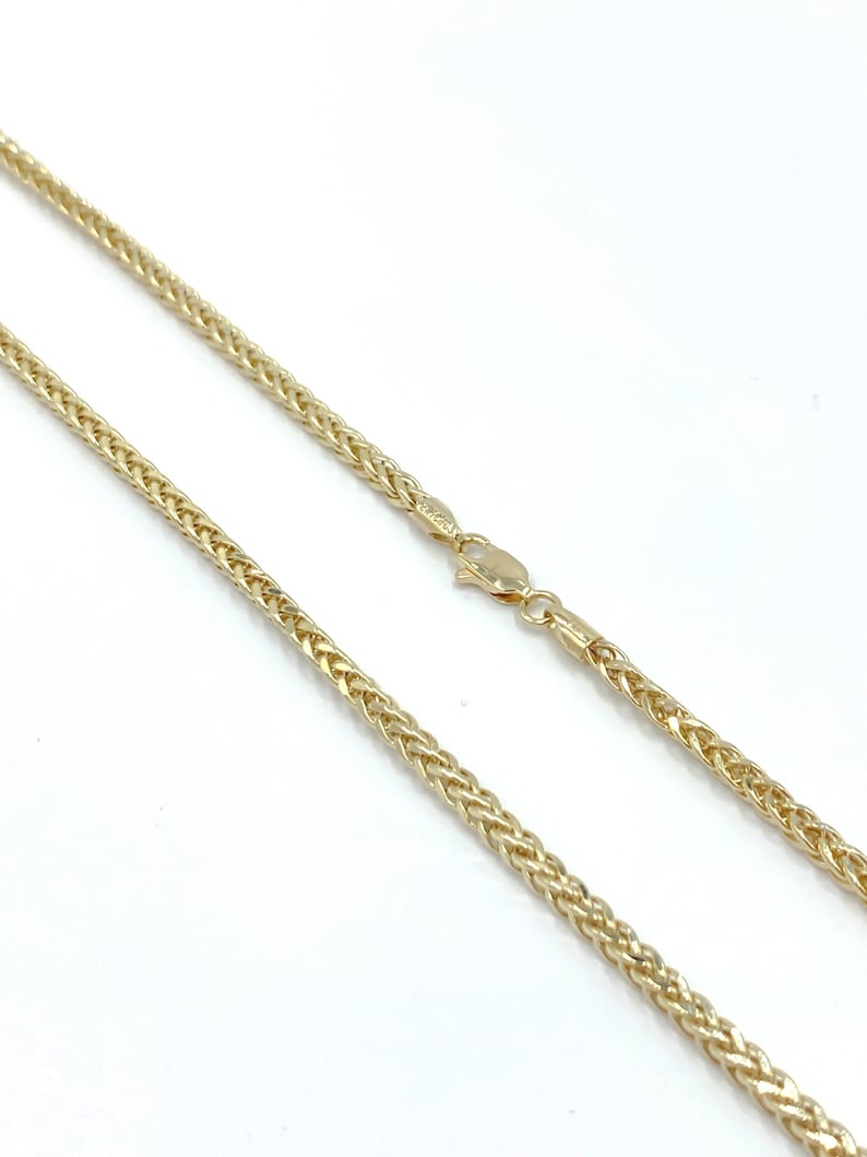 Solid 14k Real Gold Square Wheat Chain Necklace 1.7mm Yellow - Etsy