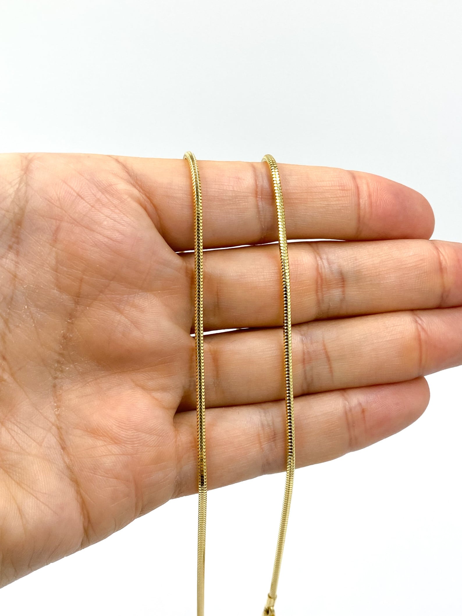 14k Solid Gold Round Snake Chain Necklace Real Yellow Gold - Etsy