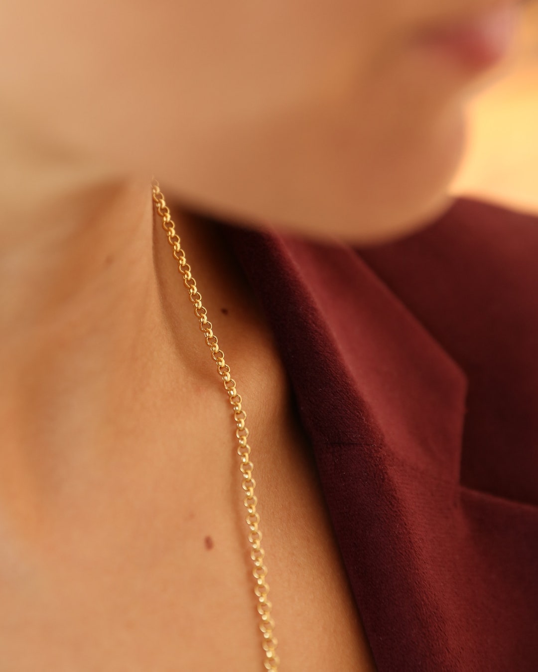 2.9mm Diamond Cut Rolo Link Chain Necklace Solid 14k Yellow Gold Rolo ...