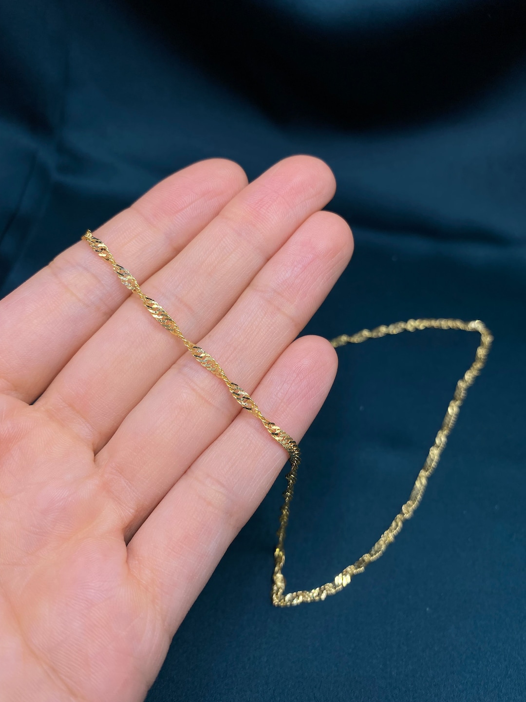 2.5mm Gold Twisted Singapore Chain Necklace 14k Real Gold - Etsy