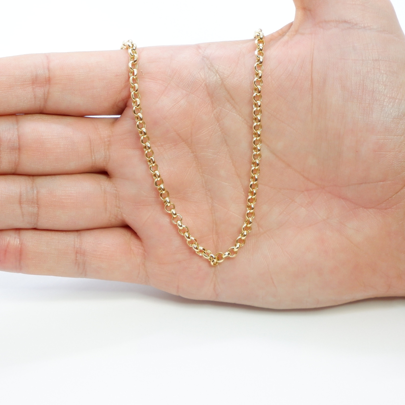 3.5mm Gold Rolo Chain Necklace 14k Solid Yellow Gold Diamond - Etsy