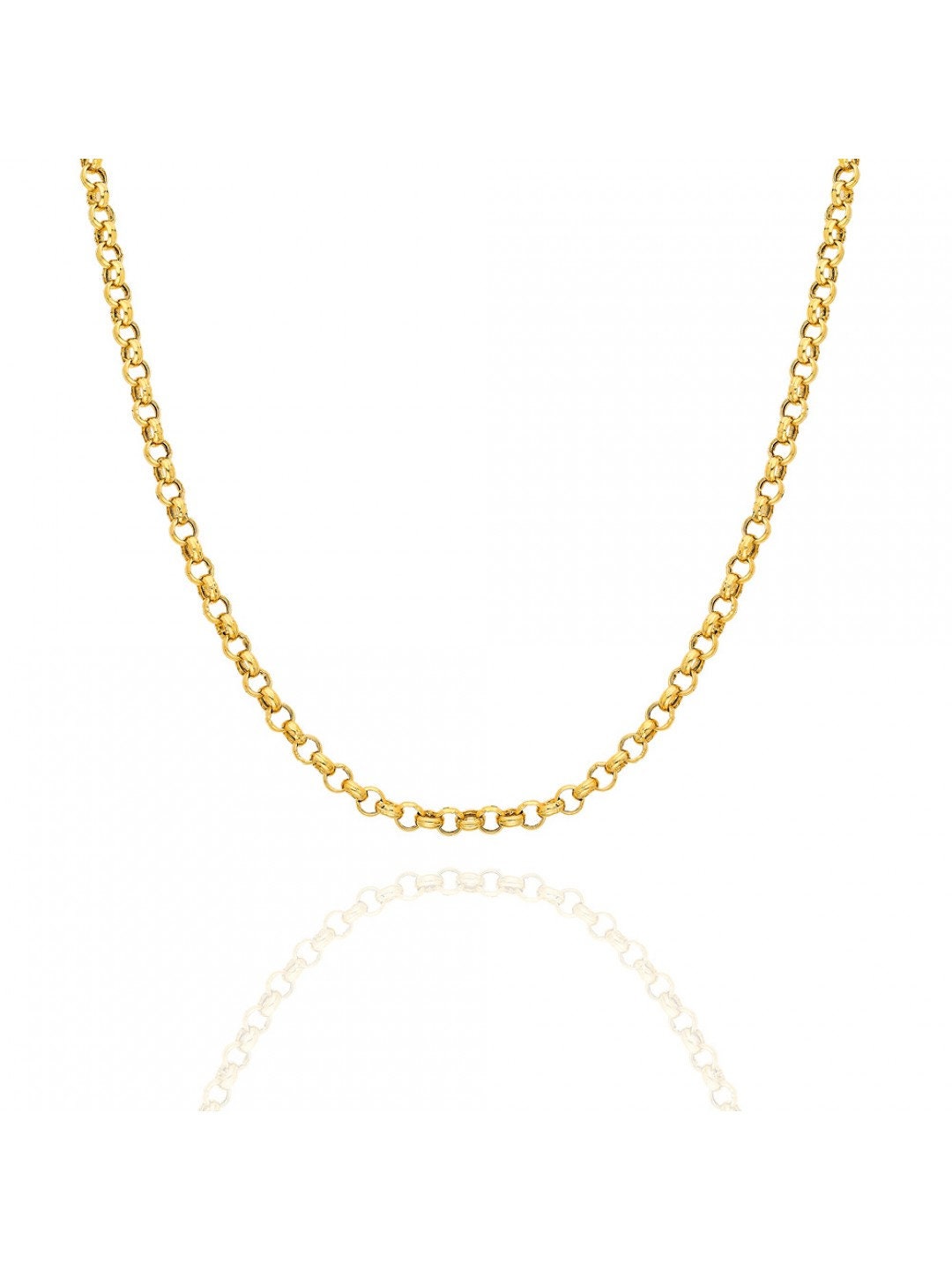 3mm Gold Rolo Link Chain Necklace 14k Solid Yellow Gold Diamond Cut ...