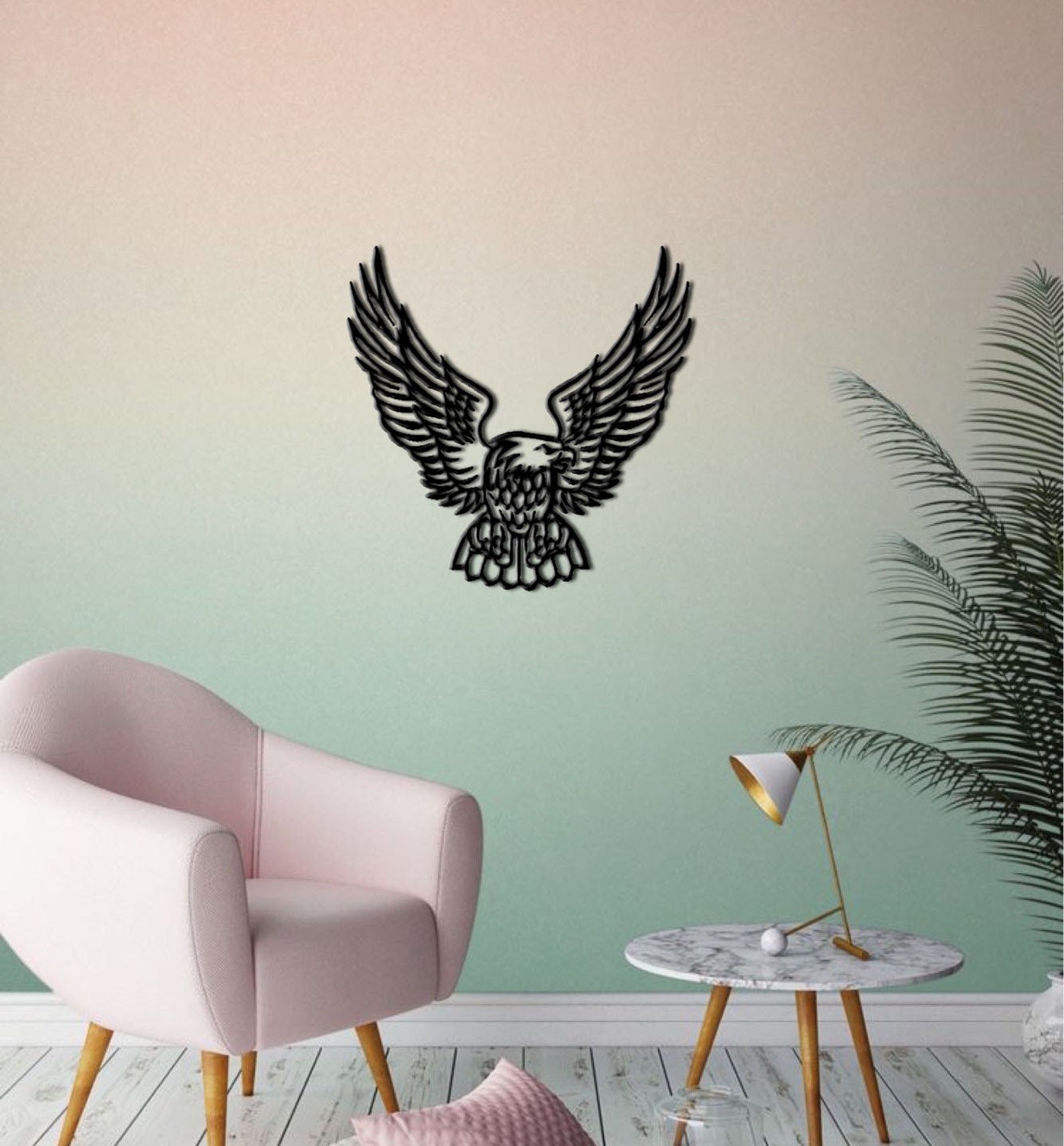 American Eagle Wall Art Wildlife Metal Wood Art Nursery Wall Decor ...