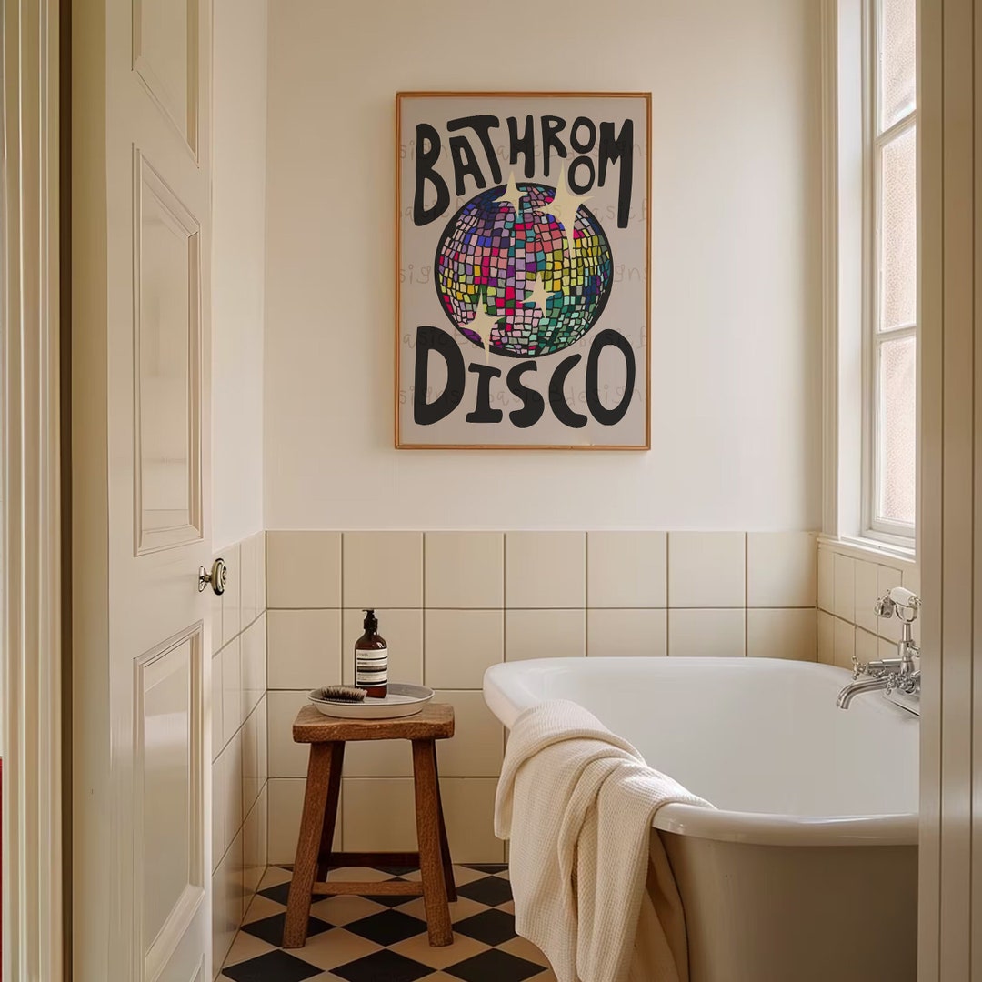 Bathroom Disco Blue Print | Colourful Home Décor | Rainbow Toilet ...