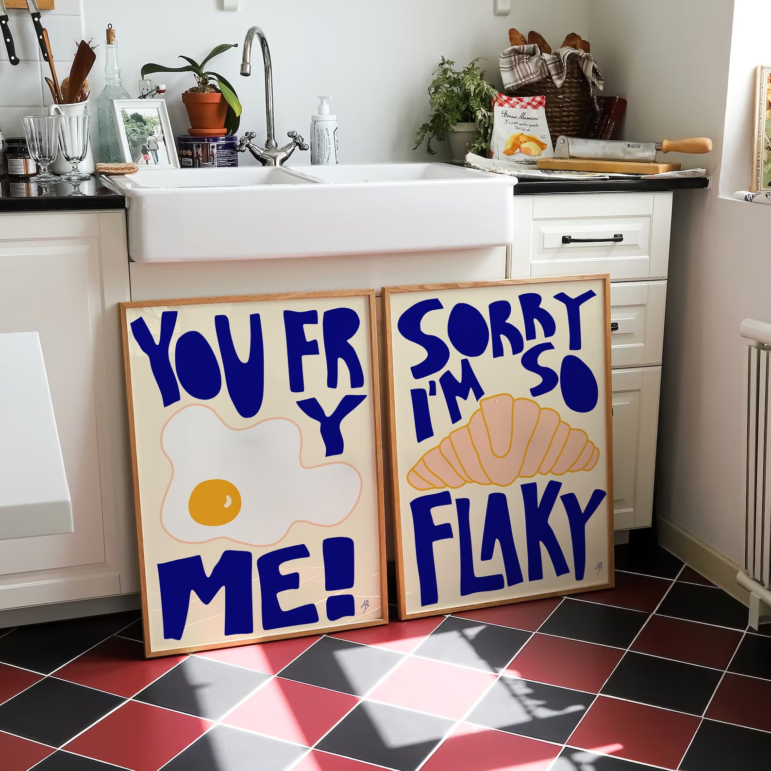 Kitchen Food Print Croissant Poster Fried Egg Art Dining - Etsy