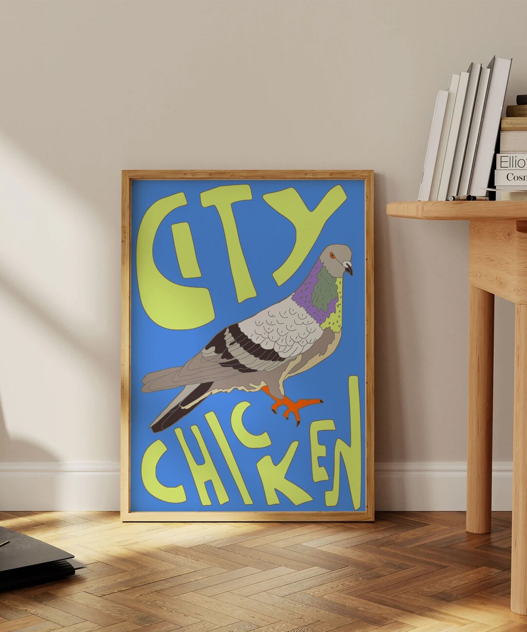 Pigeon Print City Chicken Poster Bird Art Colourful - Etsy UK