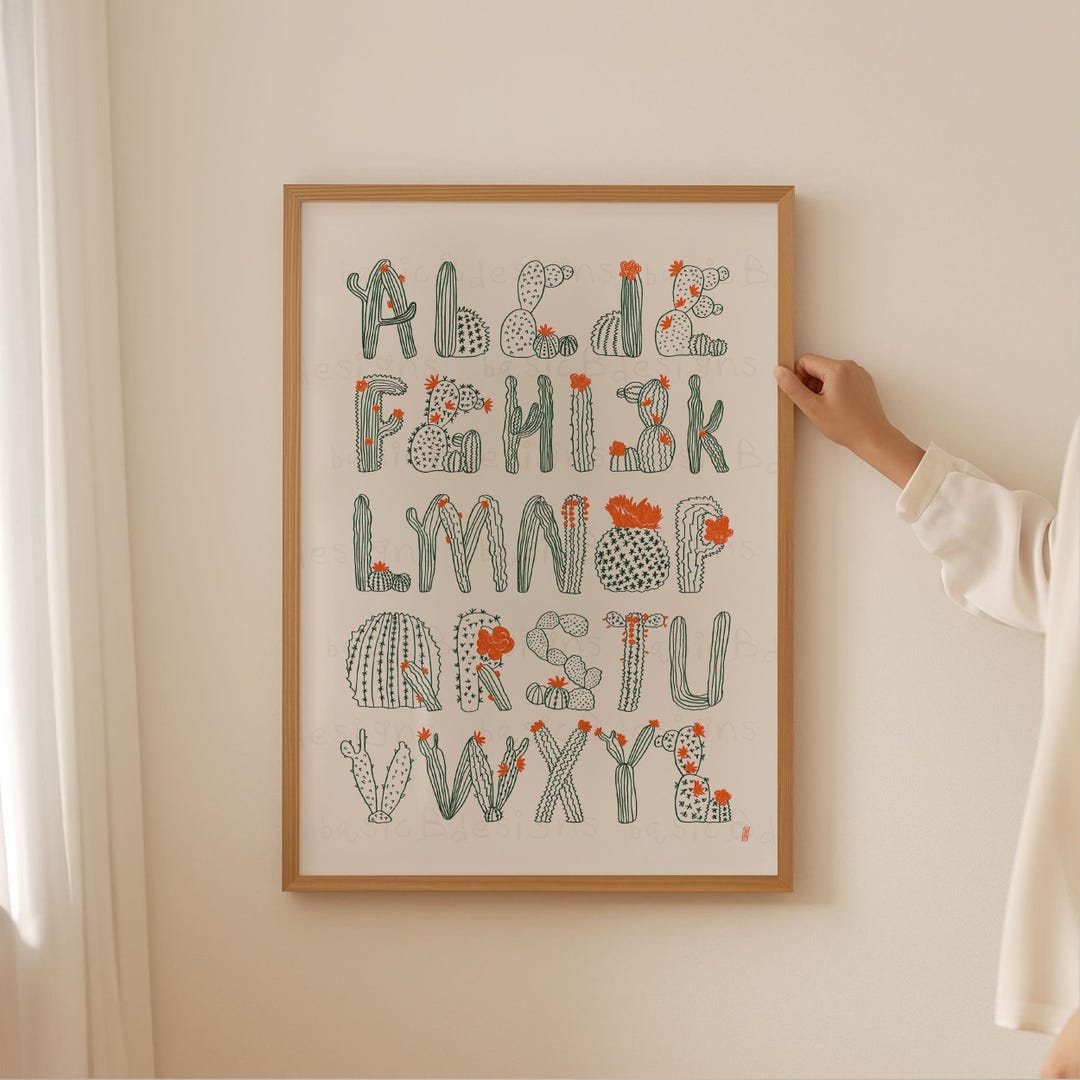 Cactus Alphabet Print | Colorful ABC Nursery Wall Art (digital Download ...
