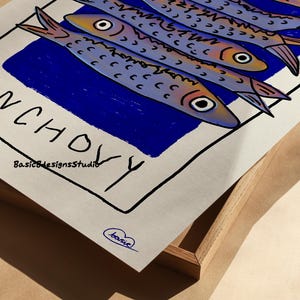 Anchovy Fish Print | Kitchen Wall Art | Sardine Tin Print | Food Print ...