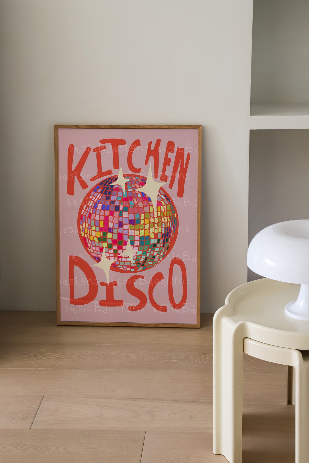 Kitchen Disco Print Colourful Home Décor Rainbow Kitchen Disco Ball ...