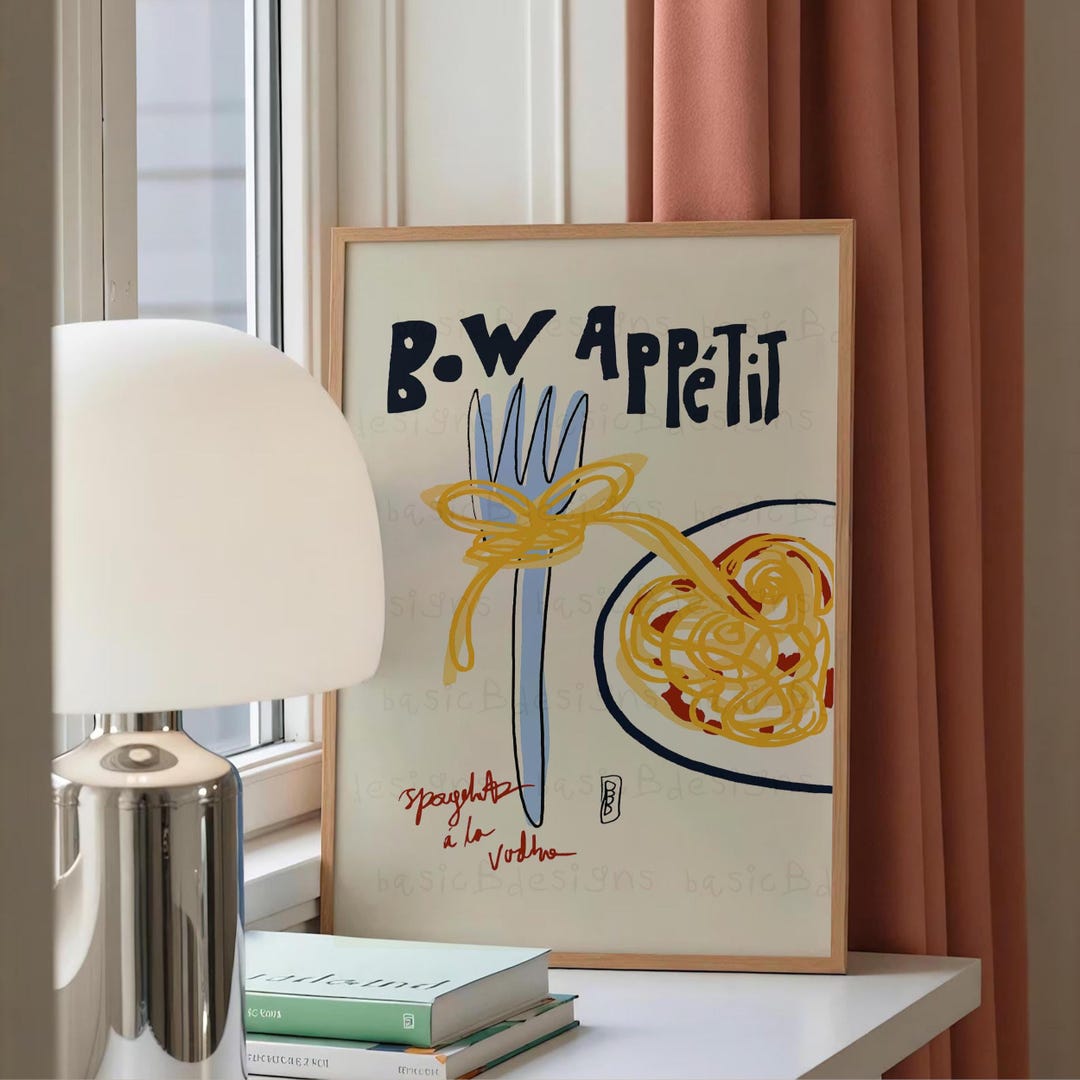 Bow Bon Appetit | Pasta Poster | Ok Hand Vintage Kitchen Wall Art ...