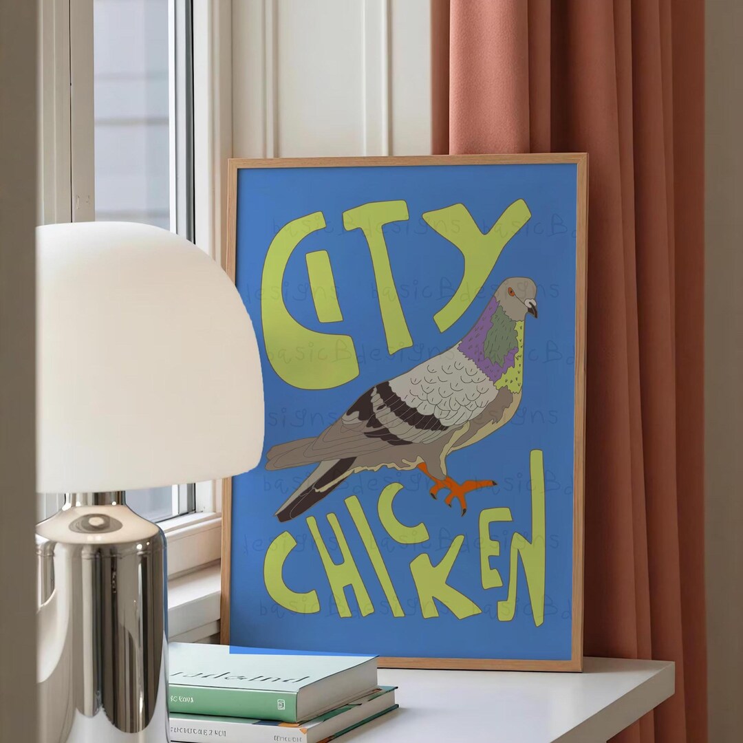 Pigeon Print | City Chicken Poster | Bird Art | Colourful Prints ...