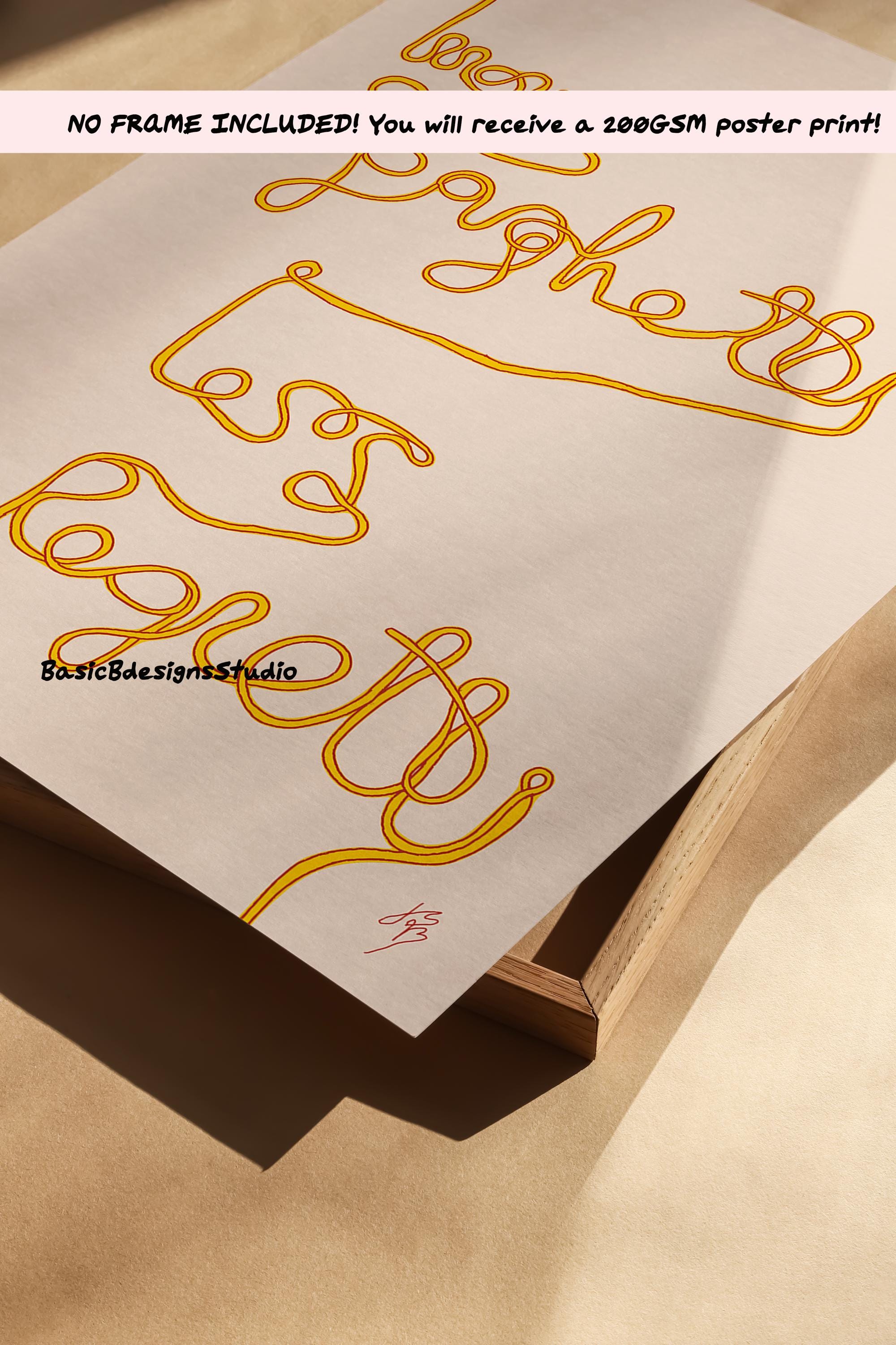 Spaghetti Quote Print | Funny Kitchen Wall Art | More Spaghetti Less ...