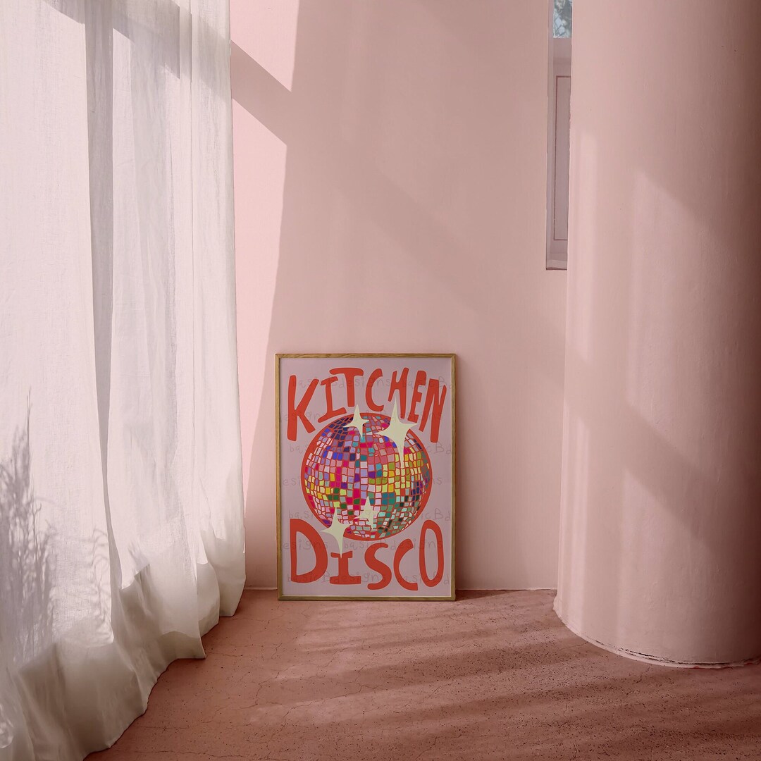 Kitchen Disco Print Colourful Home Décor Rainbow Kitchen Disco Ball ...