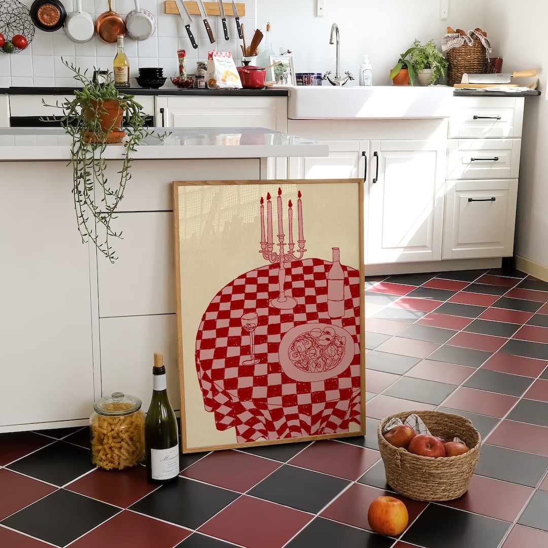 Kitchen Food Print Set Table Dinner Pasta for One dining Room Posters ...