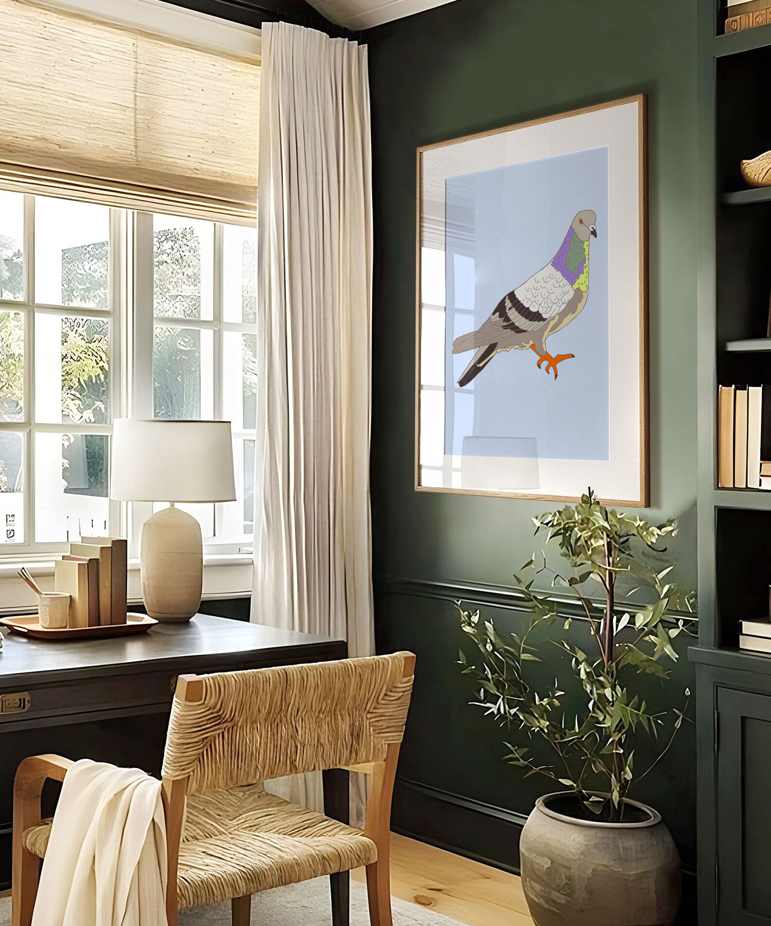 Pigeon Print City Chicken Poster Bird Art Colourful - Etsy UK