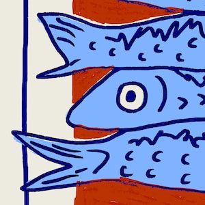Anchovy Fish Print | Kitchen Wall Art | Sardine Tin Print | Food Print ...