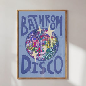 Bathroom Disco Blue Print Colourful Home Décor Rainbow Toilet Kitchen ...