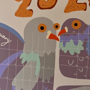 Pigeon 2026 Year Planner | Fun Vertical Calendar Print Creative Yearly ...