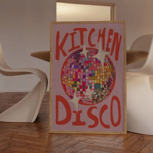 Kitchen Disco Print Colourful Home Décor Rainbow Kitchen Disco Ball ...