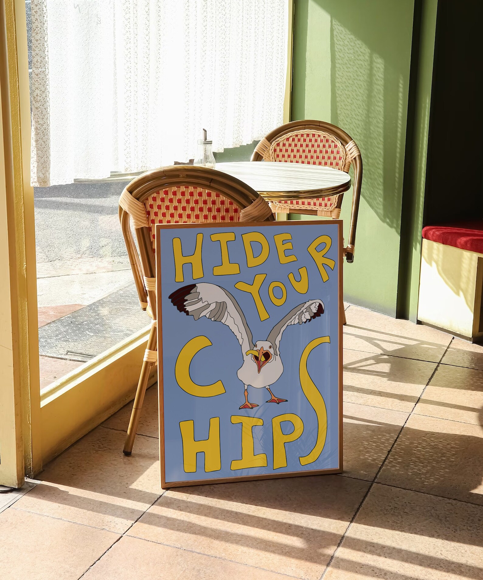 Seagull Print Hide Your Chips Poster Seaside Style Art - Etsy UK