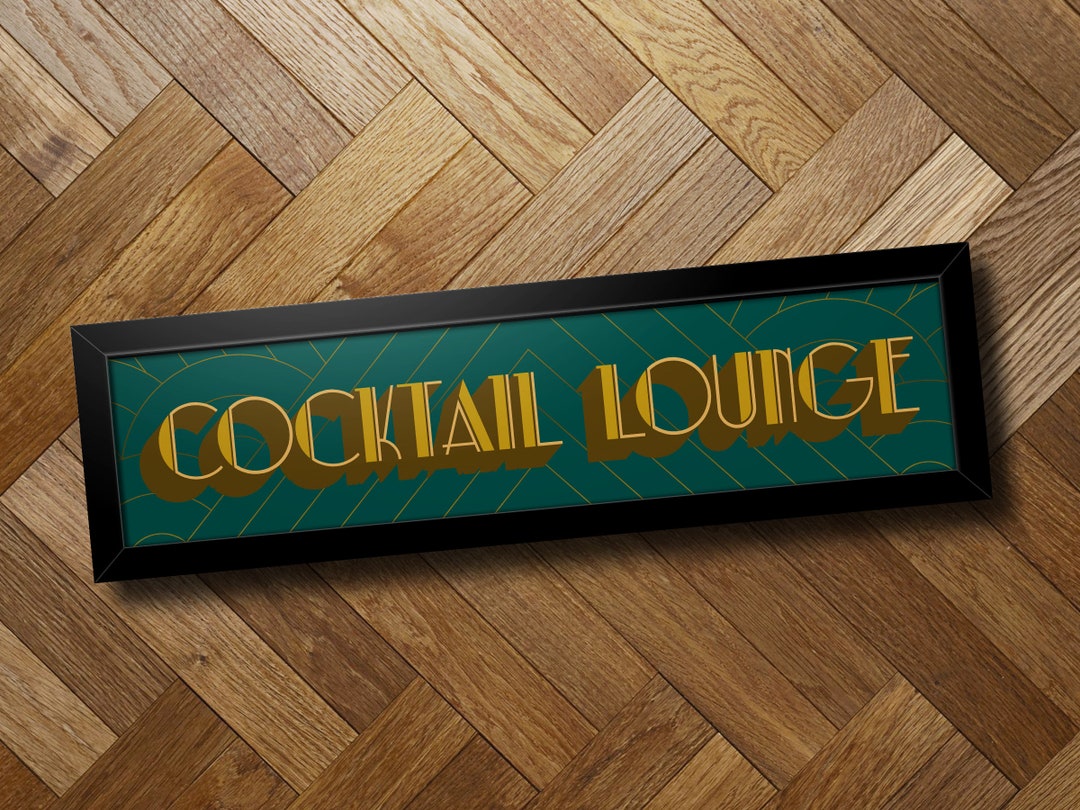 Cocktail Lounge Print Cocktail Bar Sign Black Framed Print - Etsy UK
