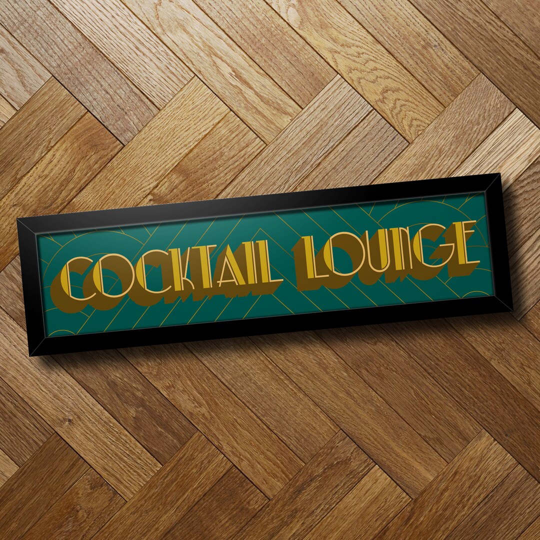 Cocktail Lounge Print | Cocktail Bar Sign | Black Framed Print ...