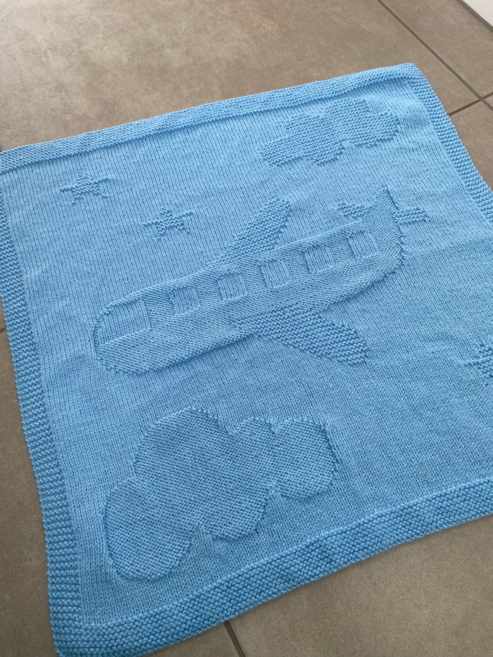 Easy Baby Knit Blanket Pattern - Plane Aeroplane - DK Yarn - Pdf ...