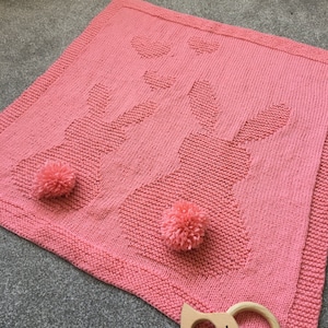 Easy Baby Twin Bunny Knit Blanket Pattern - PDF Download - DK Yarn - Etsy