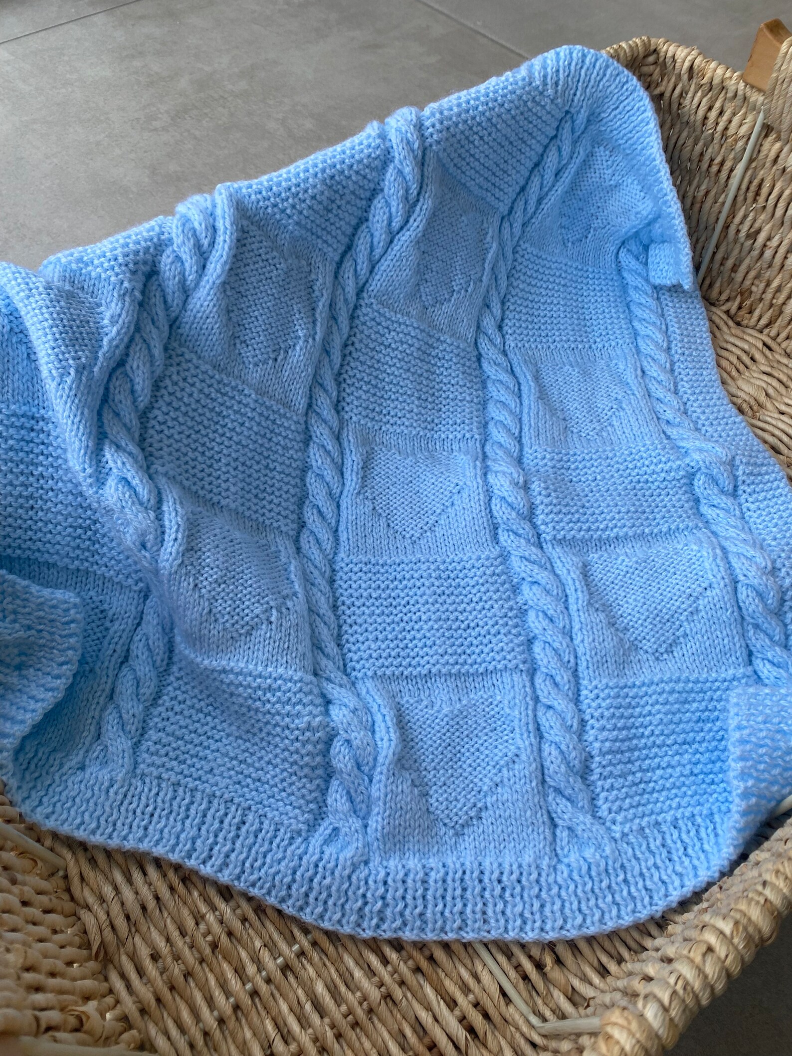 Cable Knit Heart Baby Blanket Pattern: Easy Aran/dk (PDF Download) - Etsy