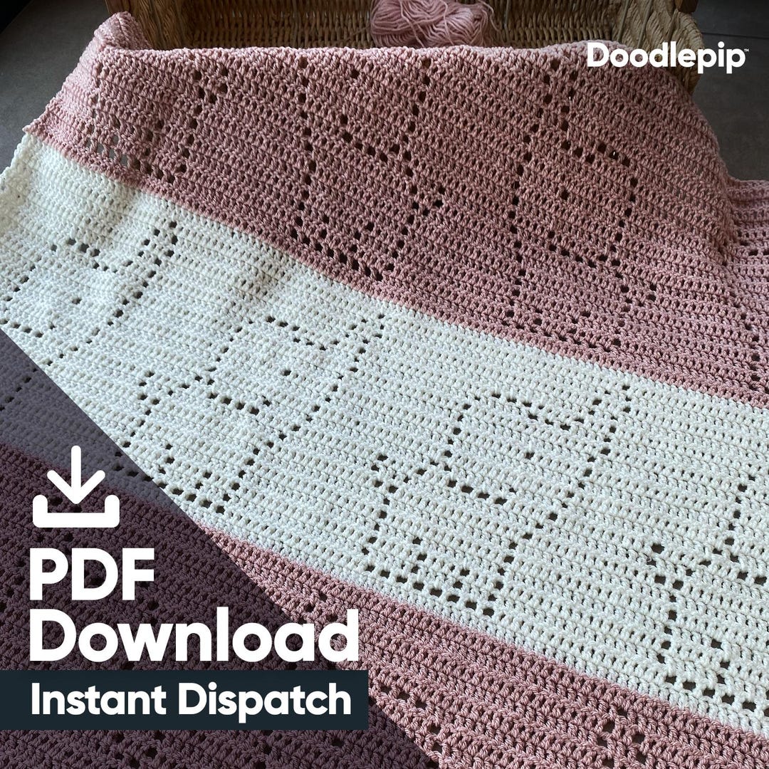 PDF Download - Easy Elephant Filet Crochet Blanket Pattern - Afghan ...