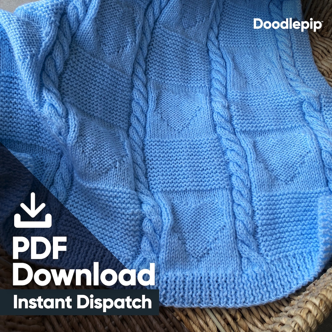 Cable Knit Heart Baby Blanket Pattern: Easy Aran/dk (PDF Download) - Etsy