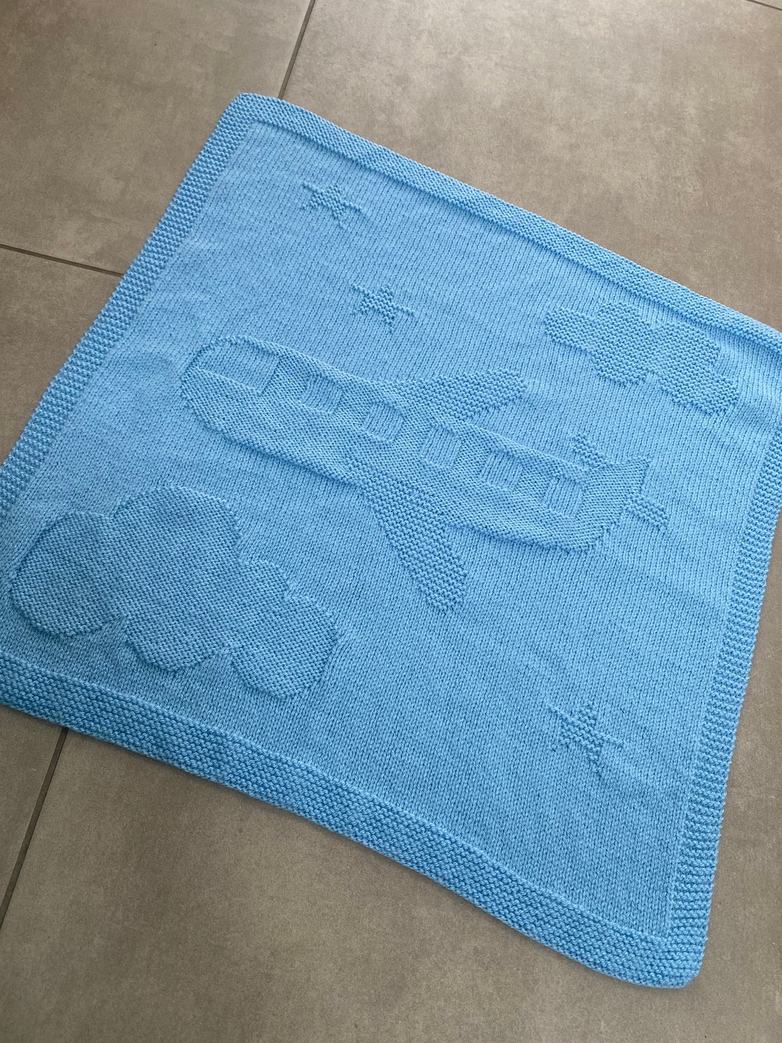 Easy Baby Knit Blanket Pattern - Plane Aeroplane - DK Yarn - Pdf ...