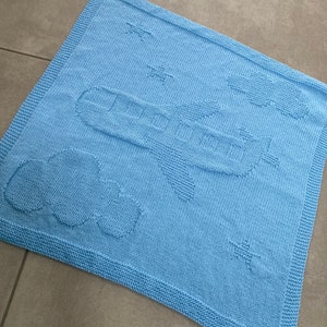 Easy Baby Knit Blanket Pattern - Plane Aeroplane - DK Yarn - Pdf ...